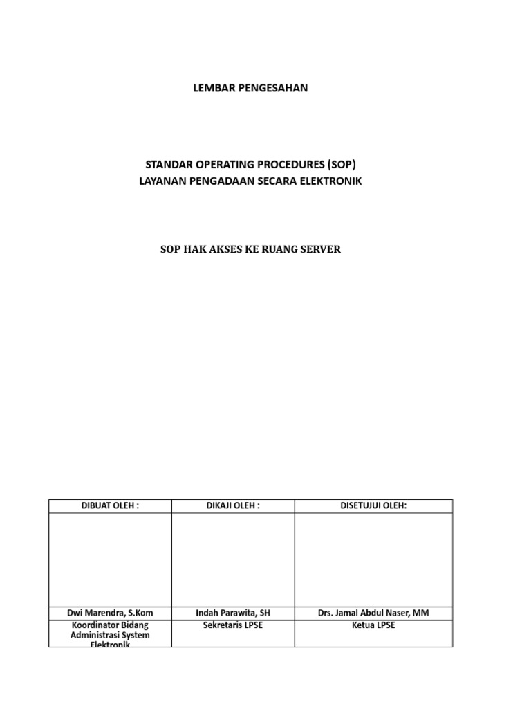 Sop Hak Akses Ruang Server 114336 | PDF
