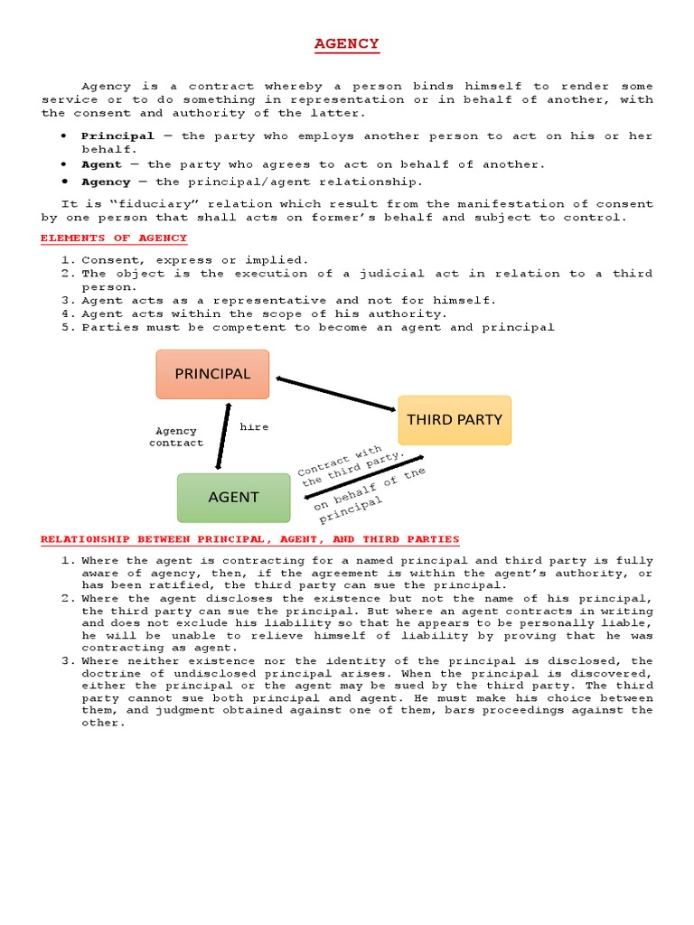 Principal Third Party: Agency | PDF | Law Of Agency | Social Institutions