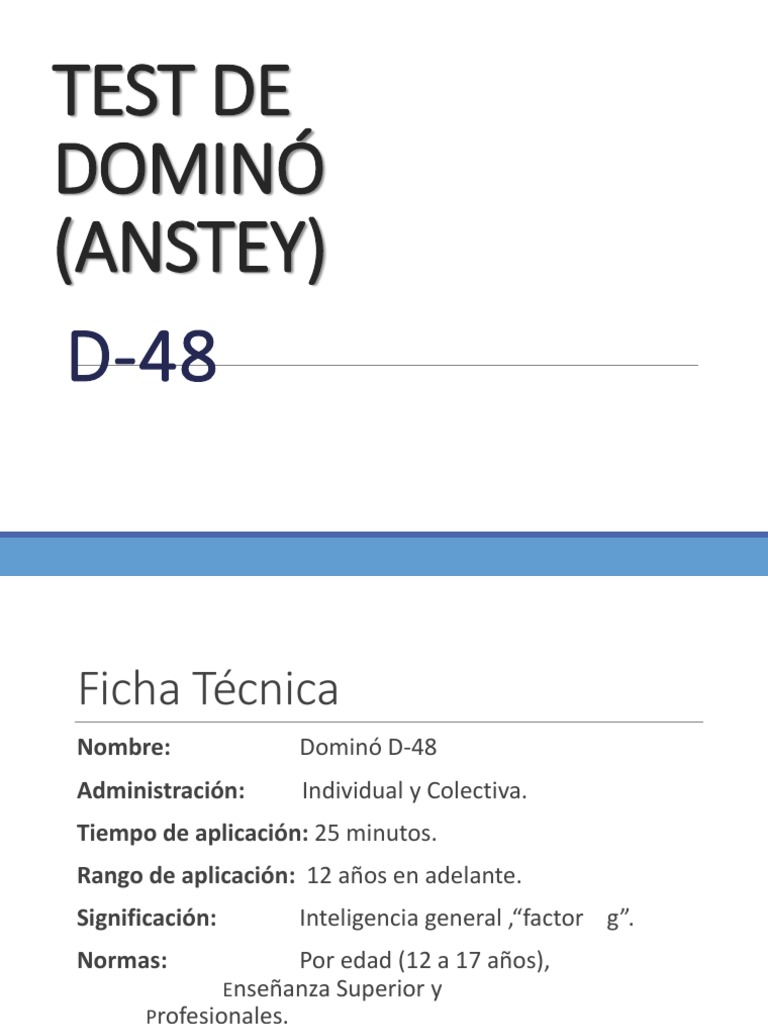 Test De Dominó (Anstey) | Inteligencia | Enseñando y aprendiendo