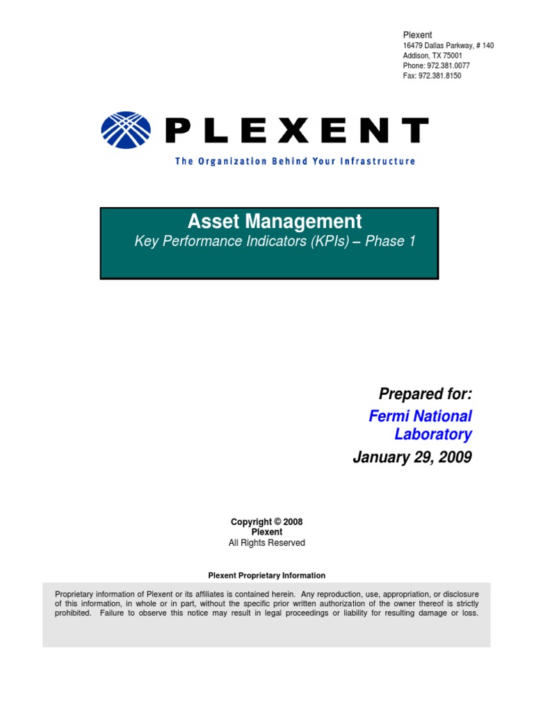 Asset Management: Key Performance Indicators (Kpis) - Phase 1 | PDF ...