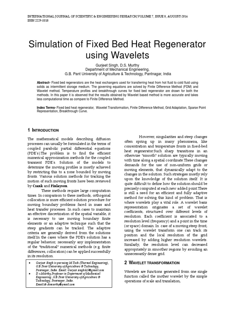 Simulation of Fixed Bed Heat Regenerator | PDF | Partial Differential ...