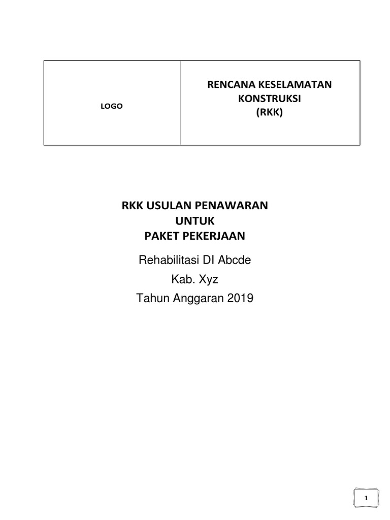 Rencana Keselamatan Konstruksi RKK Rehab | PDF