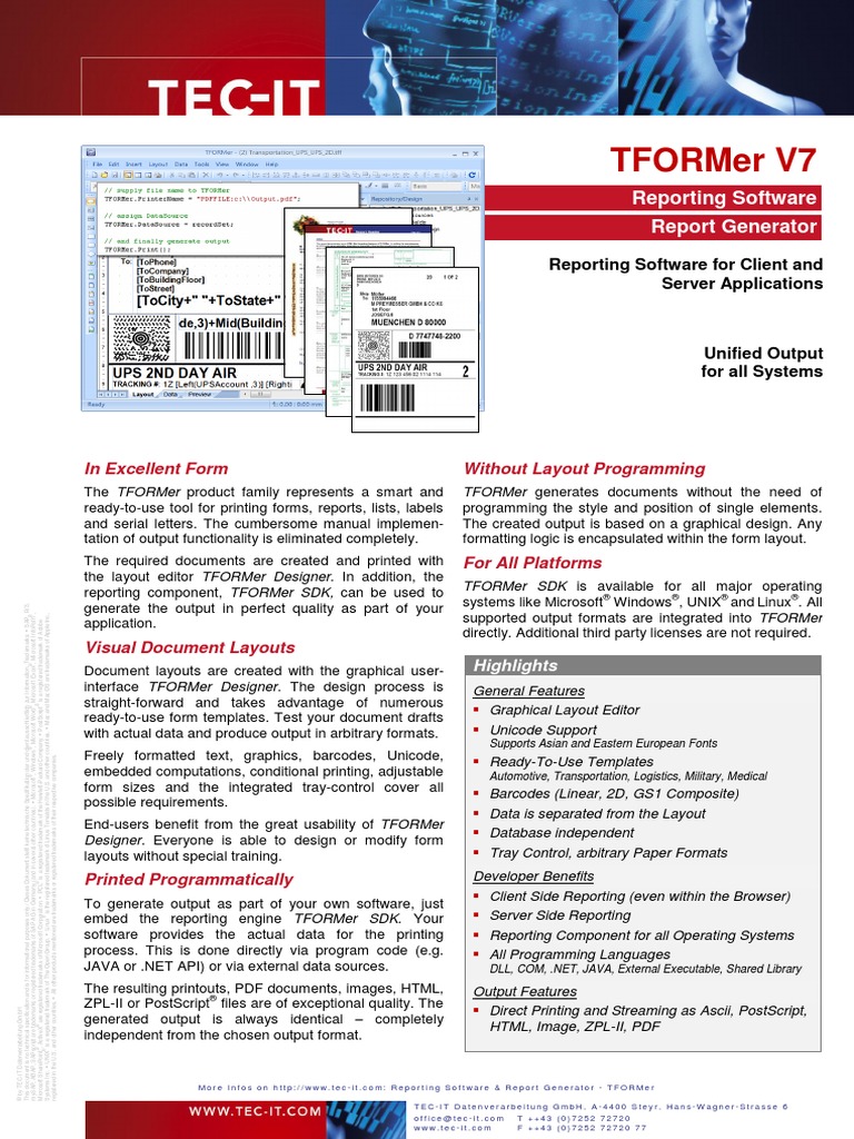 Tformer V7: Report Generator Reporting Software | PDF | Page Layout | Application Programming ...