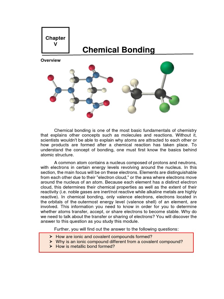 Chemical Bonding Module | Download Free PDF | Ionic Bonding | Covalent Bond
