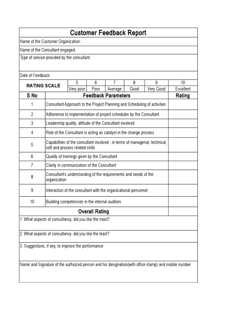 Customer Feedback Report | Download Free PDF | Consultant | Applied ...