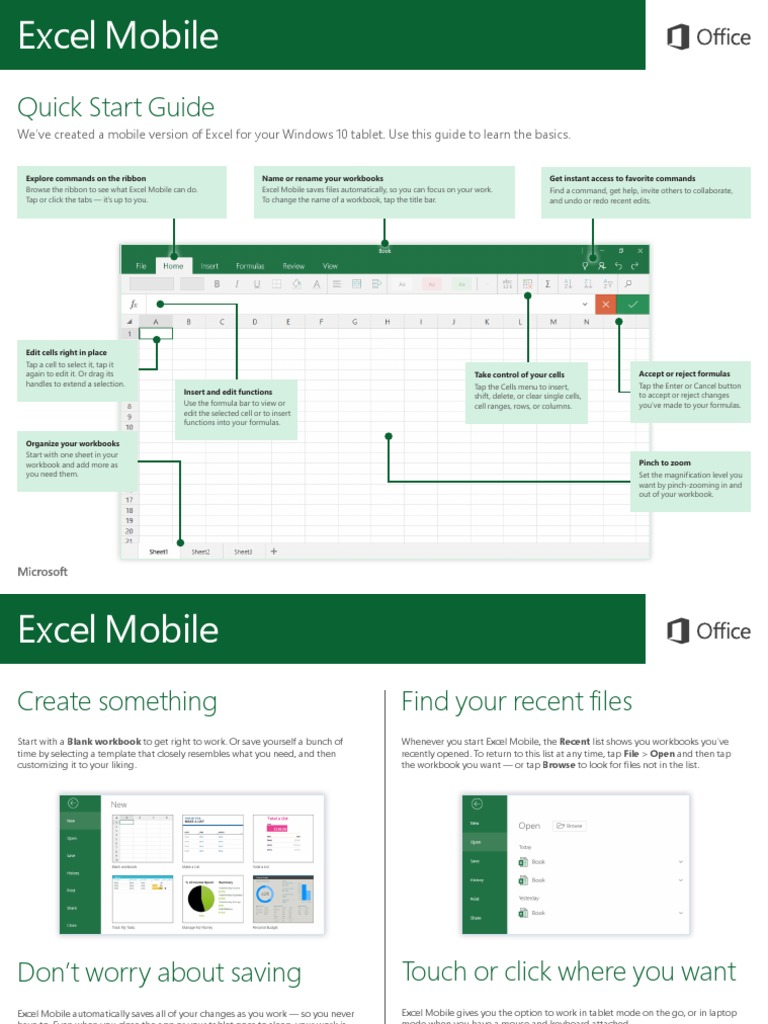 Excel Mobile Quick Start Guide PDF | PDF | Microsoft Excel | Computing Platforms