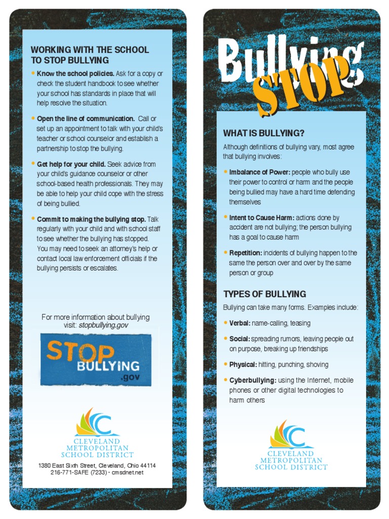 Working With The School To Stop Bullying: For More Information About ...