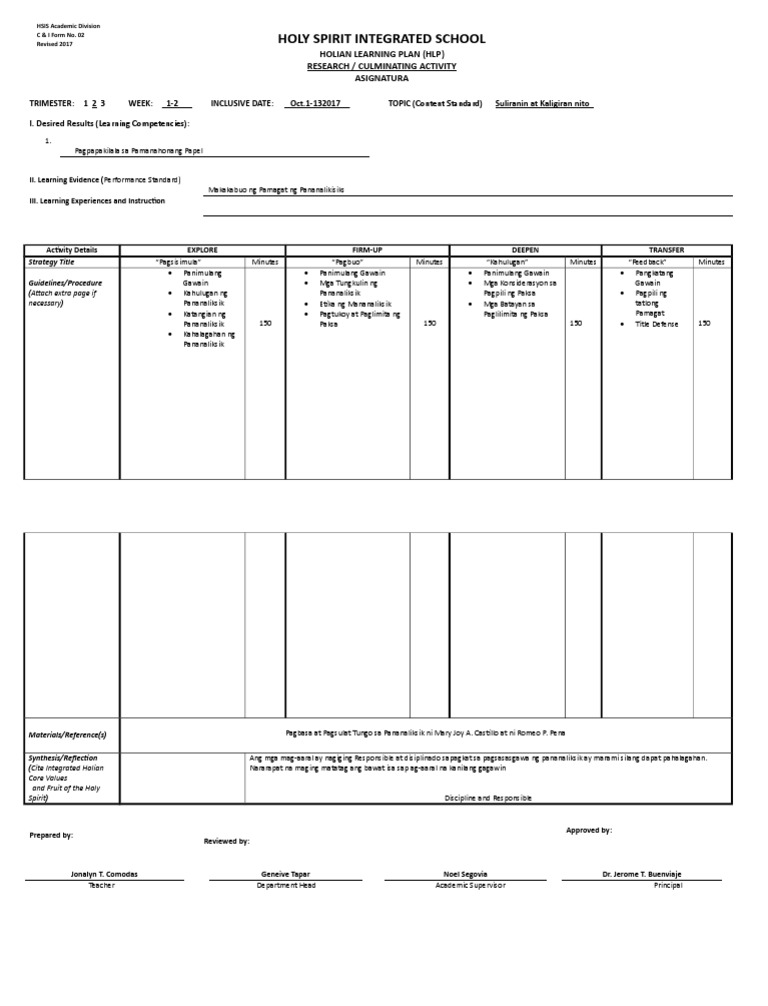 Learning Plan Grade 10 Filipino | PDF