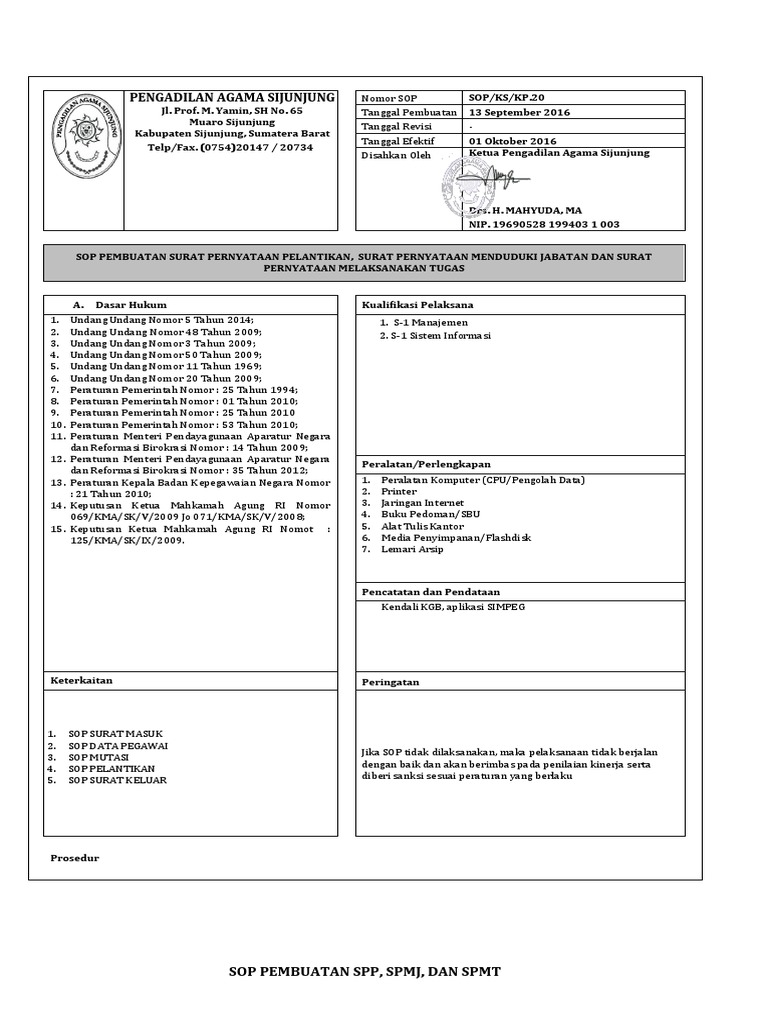 Sop SPP SPMT SPMJ | PDF