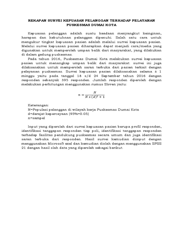 Rekapan Survei Kepuasan Pelanggan Terhadap Pelayanan | PDF