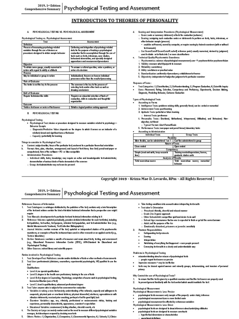 Intro To Psychological Assessment | PDF | Psychometrics | Psychological ...