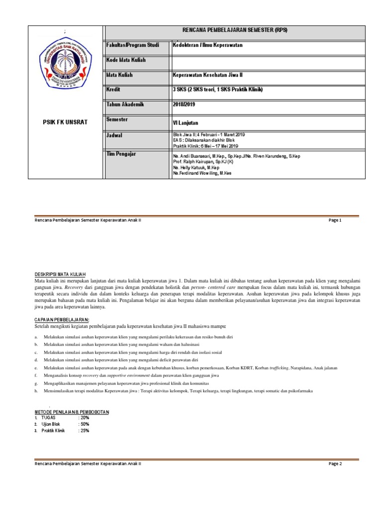 Rps Keperawatan Jiwa 2 | PDF