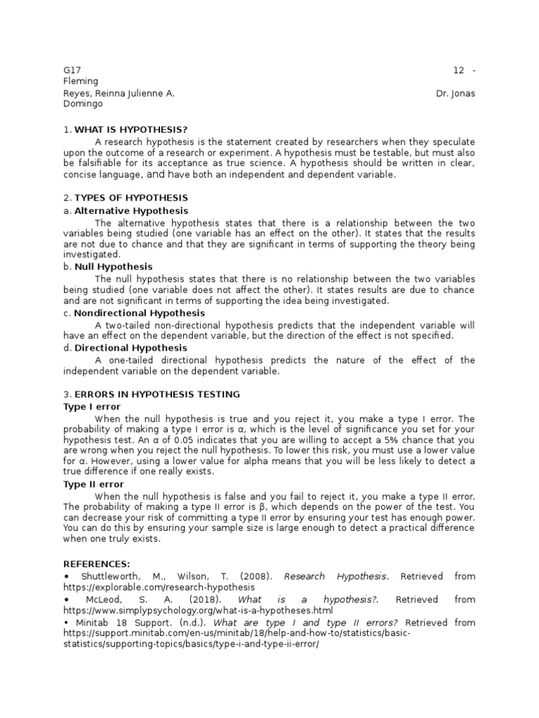 Hypothesis Assignment Final | PDF | Type I And Type Ii Errors | Hypothesis