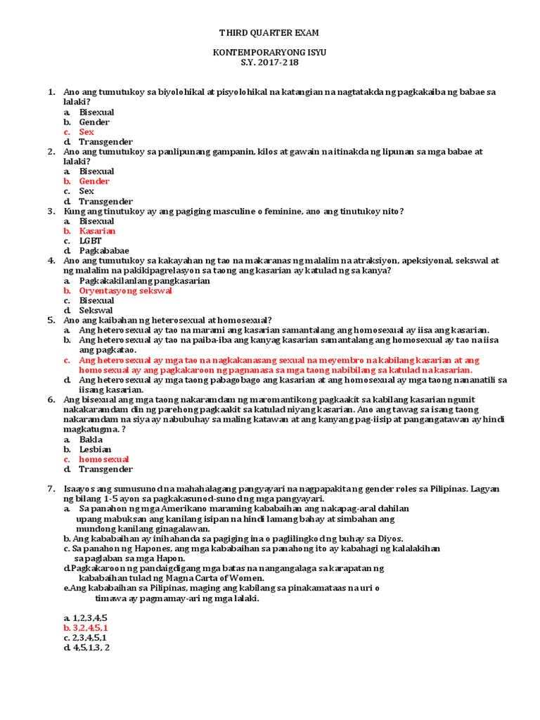 Third Quarter Exam Ap10 | PDF