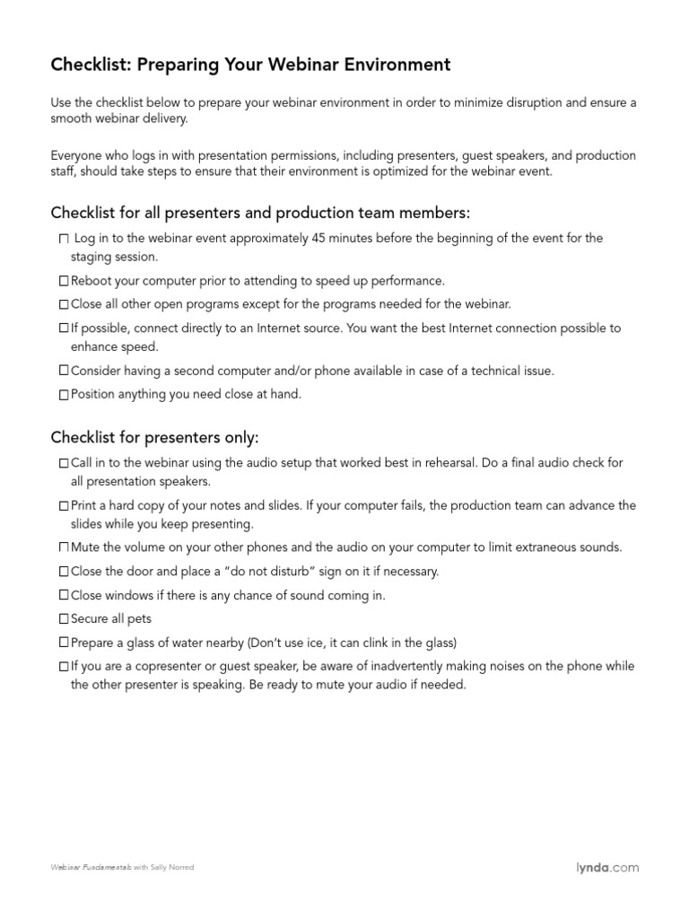 Webinar Checklist | PDF