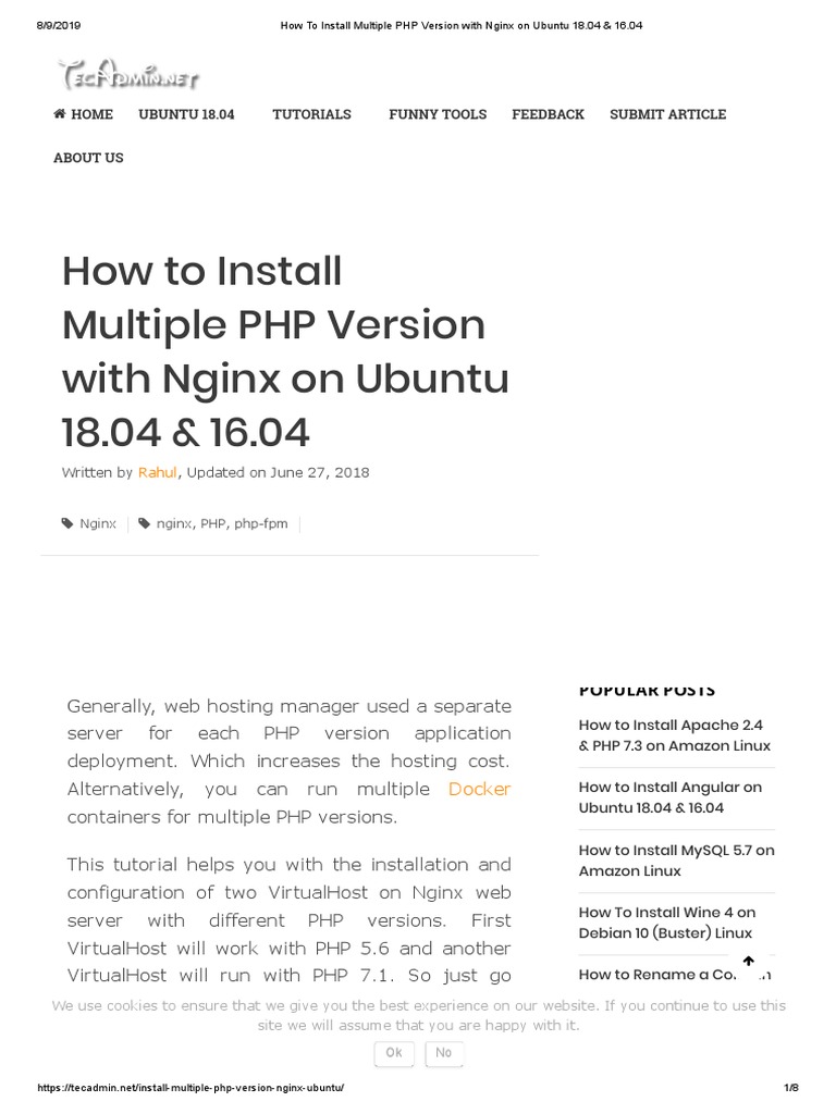 How To Install Multiple Php Version With Nginx On Ubuntu 1804 And 1604 Pdf Php Sudo