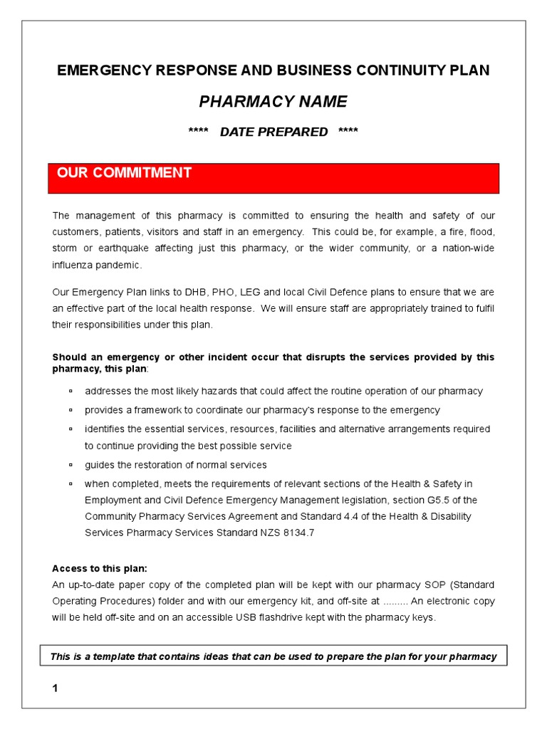 Pharmacy Emergency Response Plan | PDF | Emergency Management | Emergency