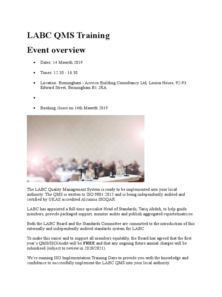 Labc Qms Training | PDF