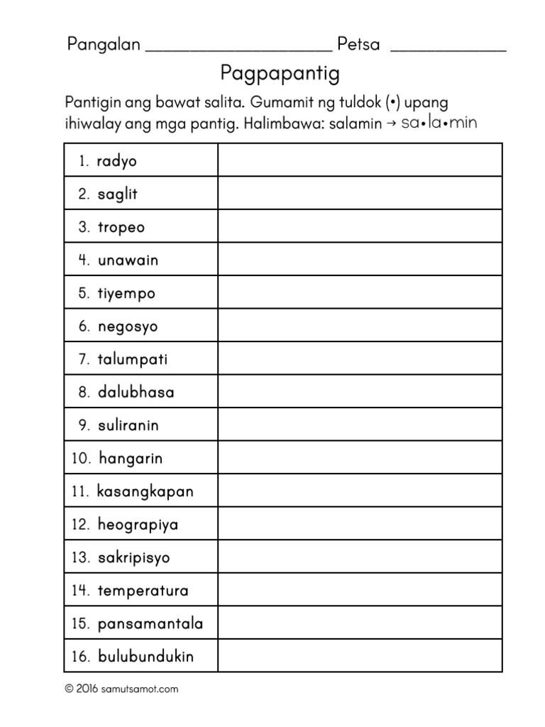 Pagpapantig 2 1