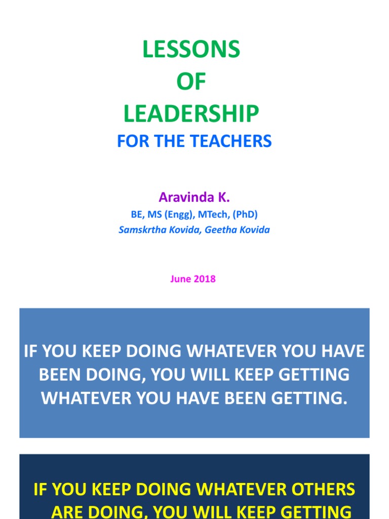 Lessons OF Leadership: For The Teachers | PDF | Yoga | Moksha