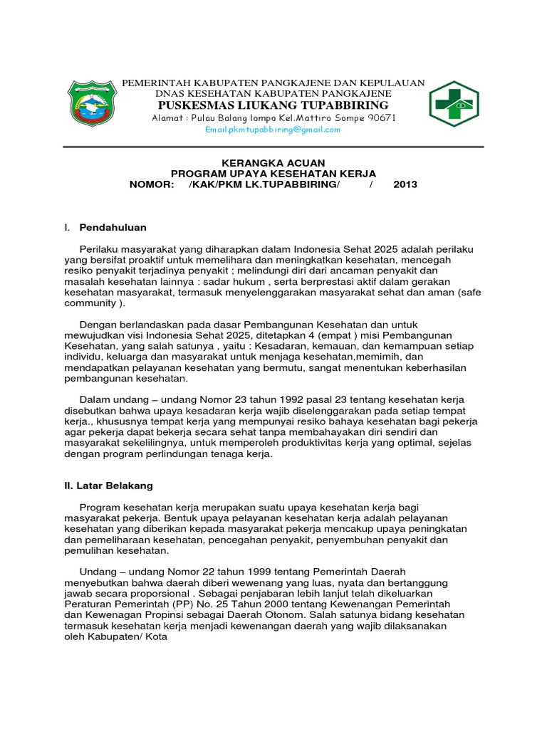 KAK Kesker | PDF | Kesehatan Holistik | Sains & Matematika