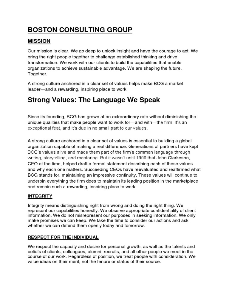 Boston Consulting Group: Mission | PDF | Strategic Management ...