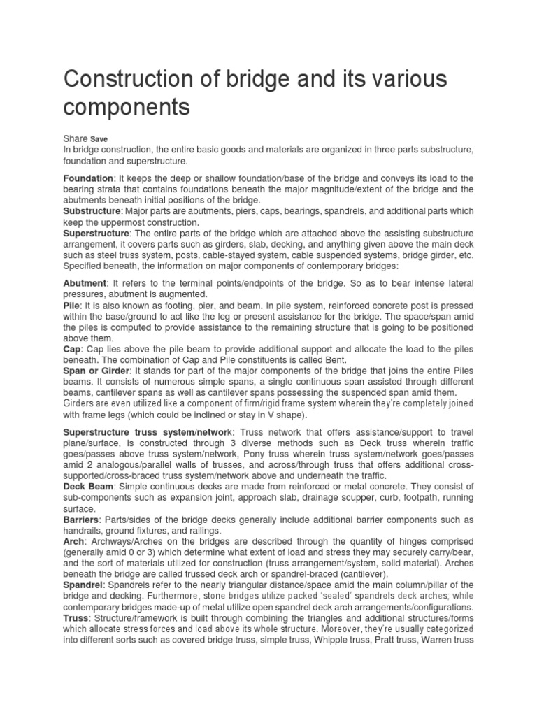 Bridge and Its Various Components | PDF | Truss | Deep Foundation