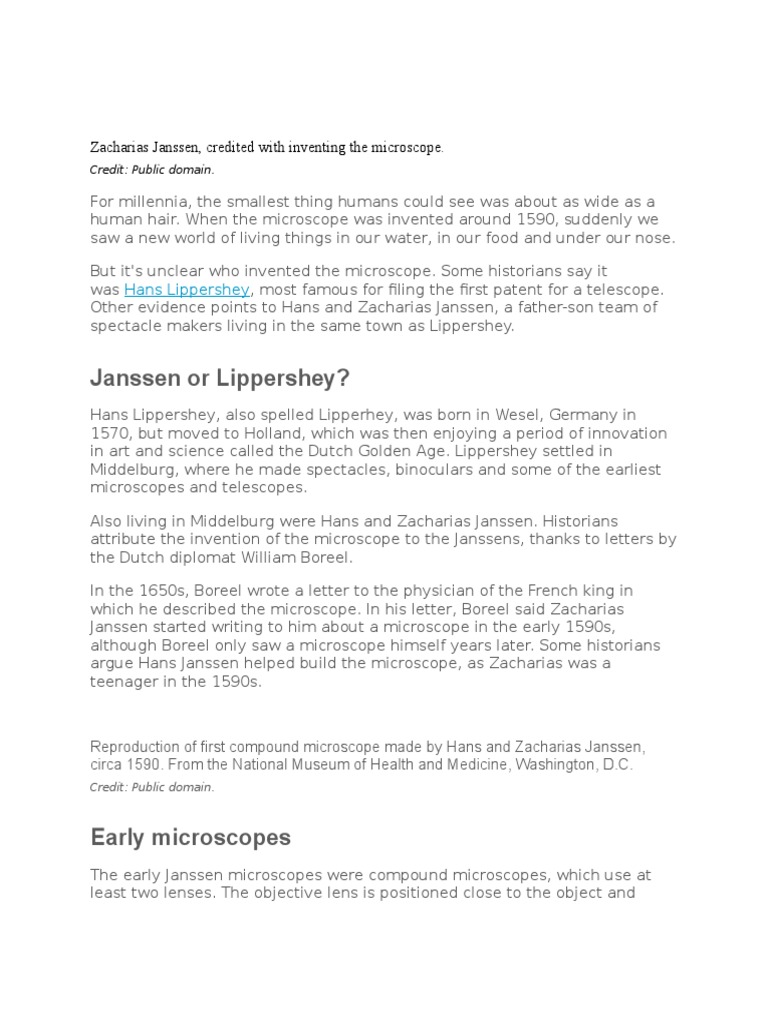 Janssen or Lippershey?: Zacharias Janssen, Credited With Inventing The ...