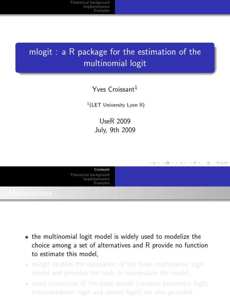 Nlogit An R Package Presentation | PDF | Logistic Regression | Heteroscedasticity