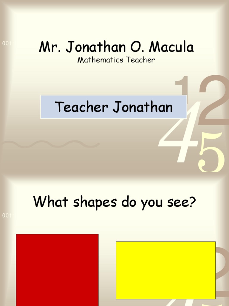 Mr. Jonathan O. Macula: Mathematics Teacher | PDF | Area | Geometry