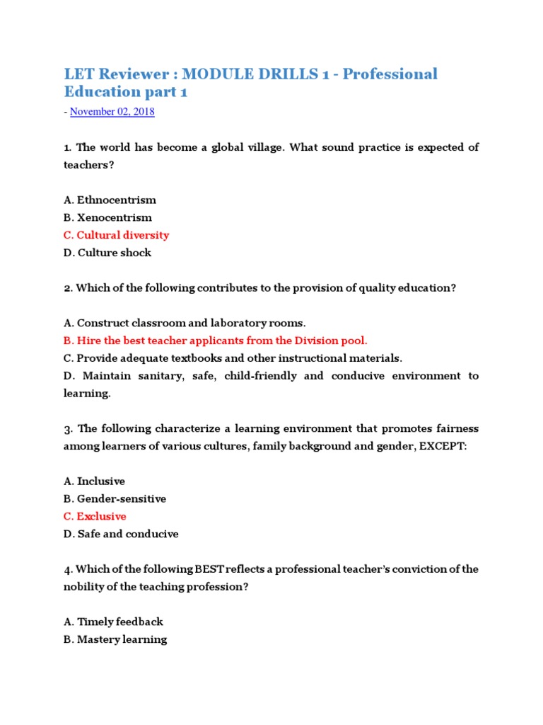 PROF ED LET Reviewer (Updated) | PDF | Educational Assessment | Test ...