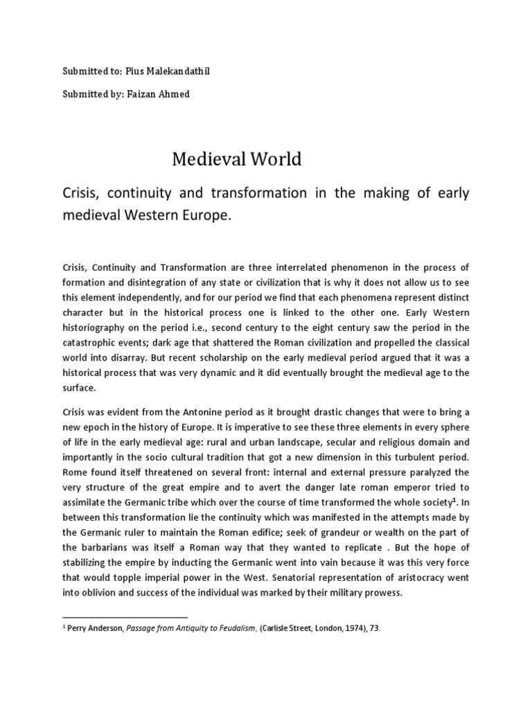 Crisis, Continuity and Transformation in Early Medieval Europe | PDF ...