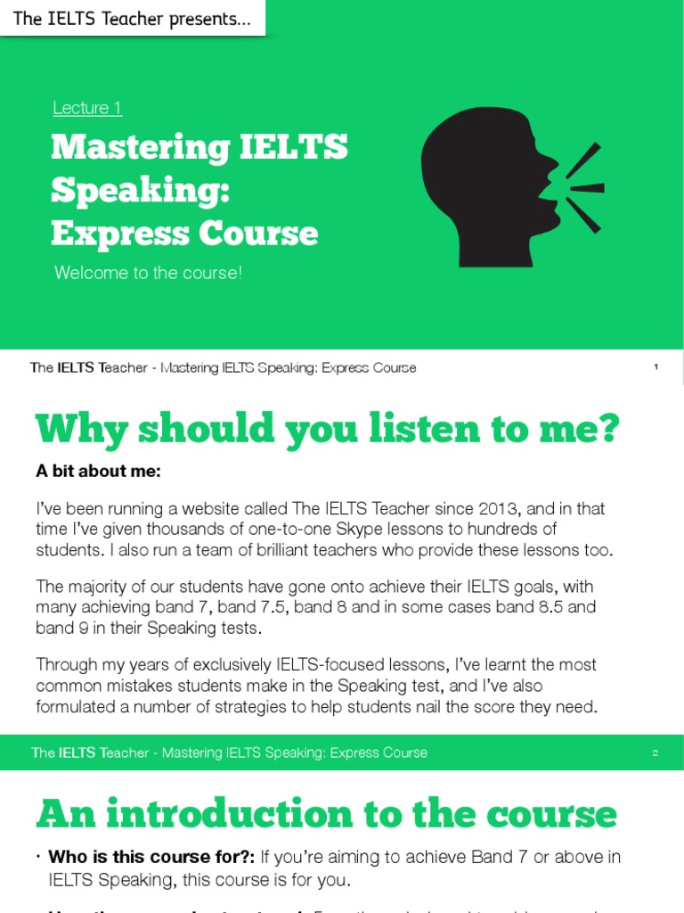 Mastering IELTS Speaking Course Guide | PDF | International English ...