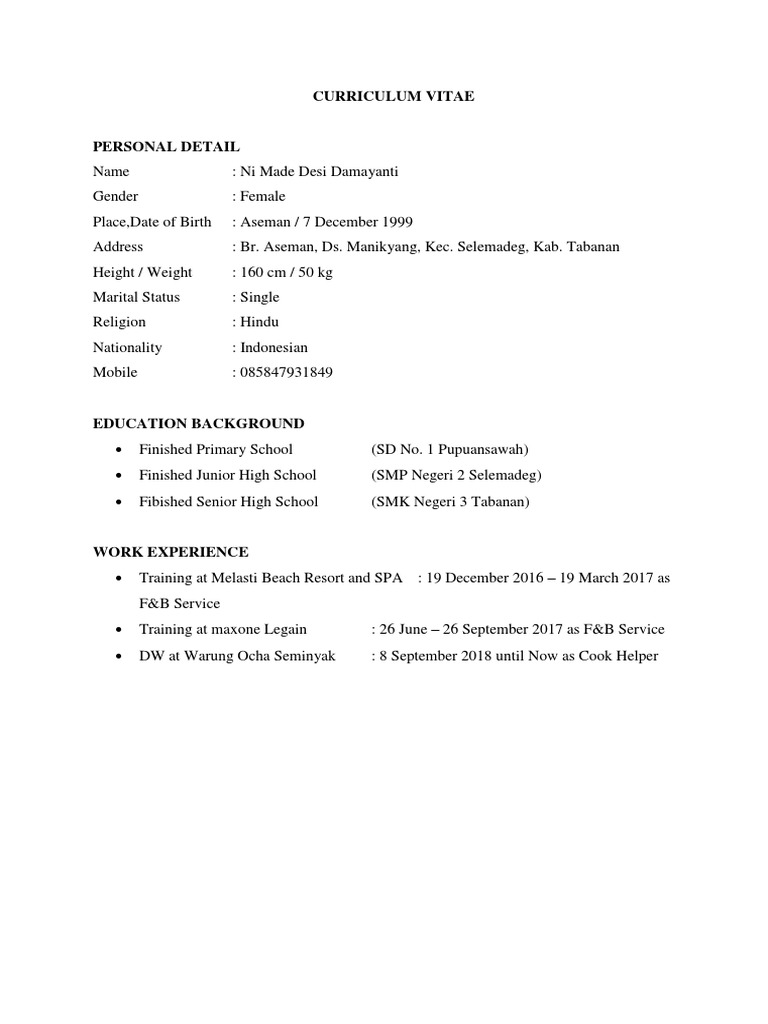 CV Desi | PDF | Cooking, Food & Wine