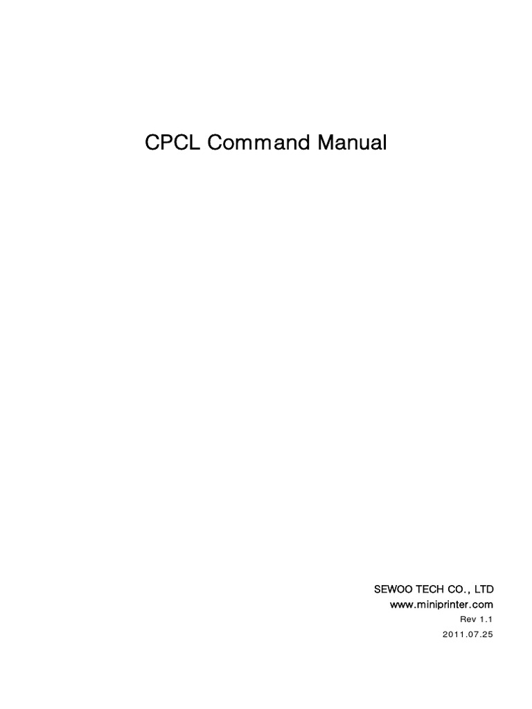 CPCL Commands Manual 1.1 | PDF | Barcode | Text File