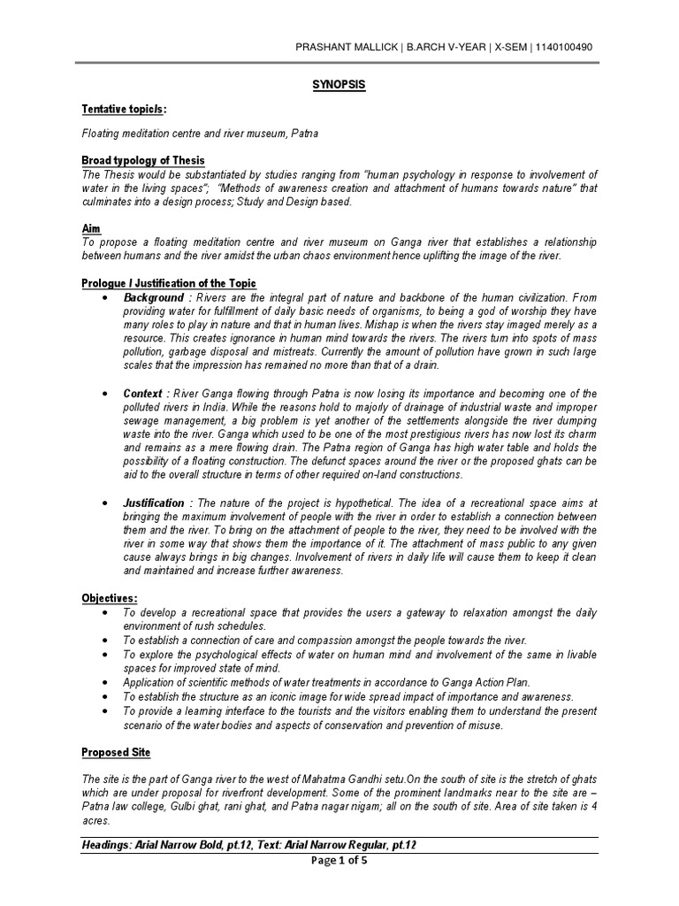 Synopsis Template | PDF | River | Water