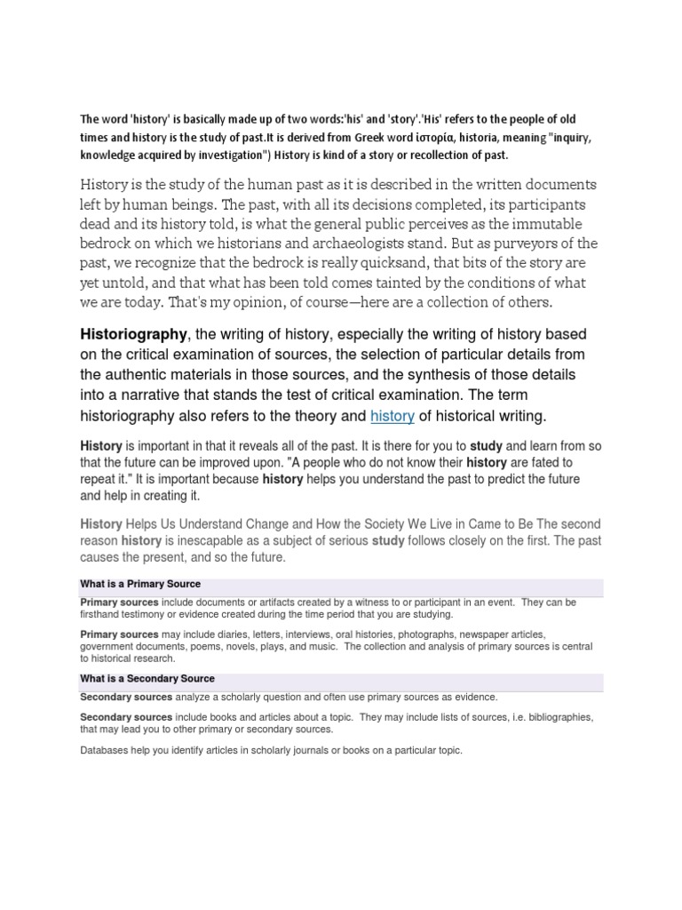 Historiography, The Writing of History, Especially The Writing of ...