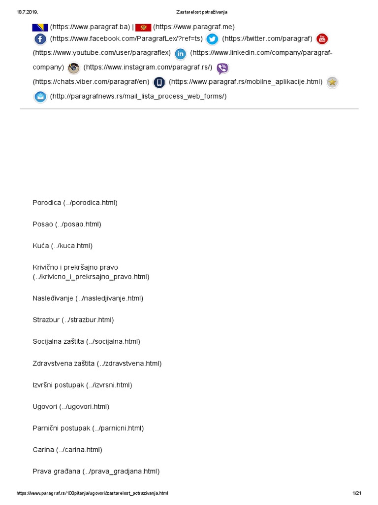 Zastarelost Potraživanja | PDF