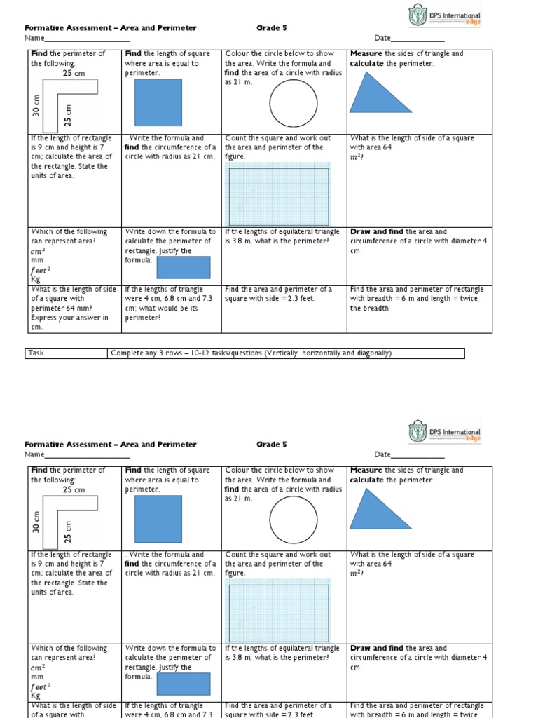 Area Perimeter Assessment | PDF | Area | Triangle