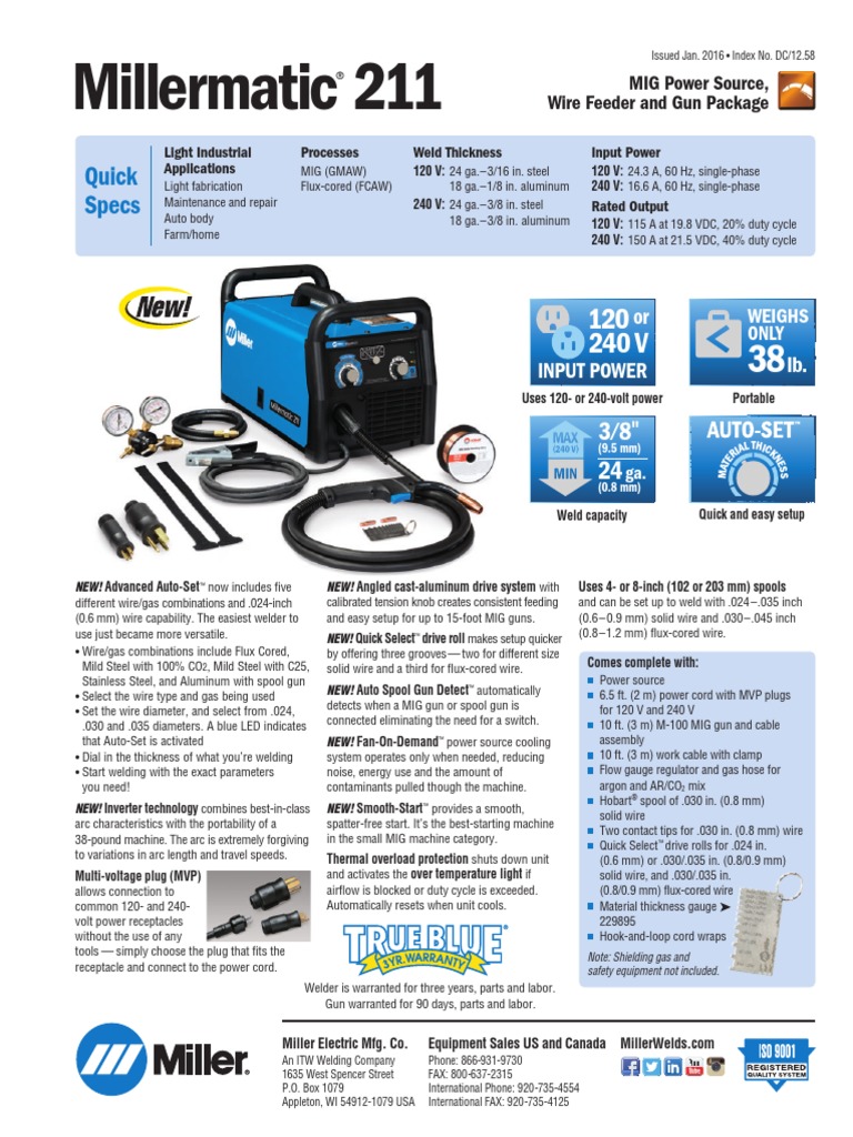 Manual Millermatic 211 | PDF | Wire | Welding