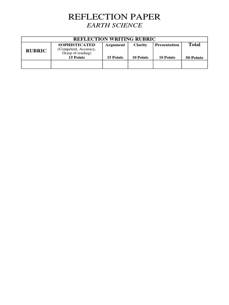 Earth Science Reflection Paper Guide | PDF