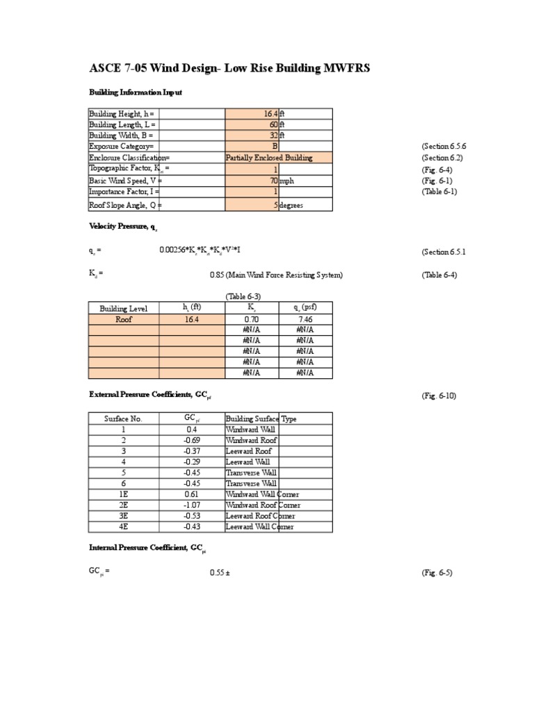 ASCE 7-05 Wind Design-Low Rise Building MWFRS | PDF | Windward And ...