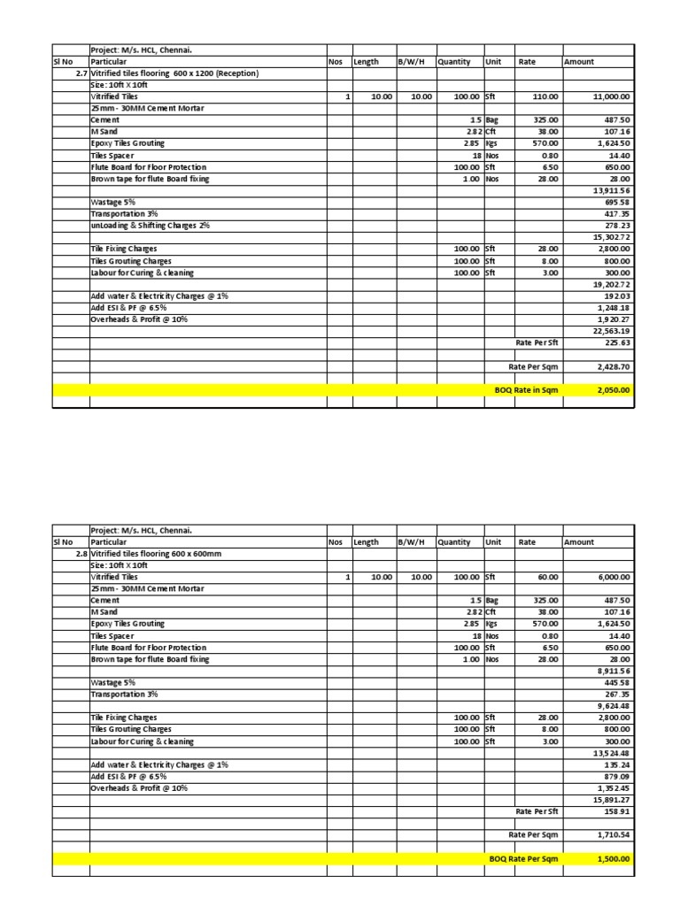 Tile Rate Analysis PDF | PDF | Structural Engineering | Masonry