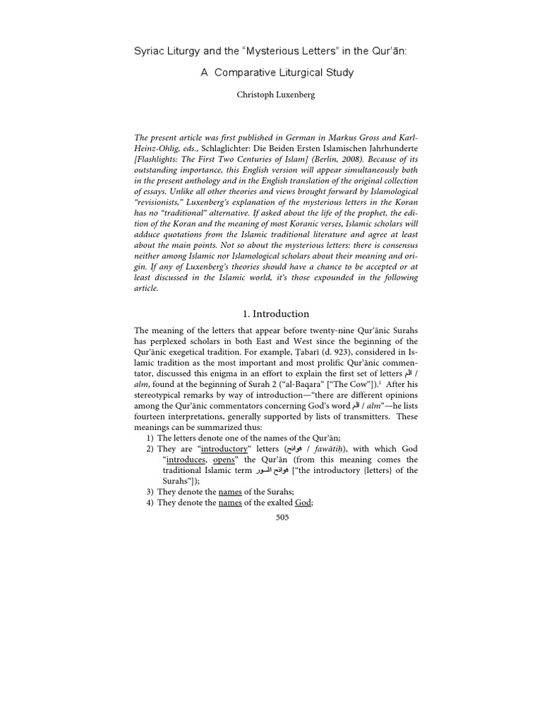 Luxenberg Syriac Liturgy | PDF | Quran | Islam