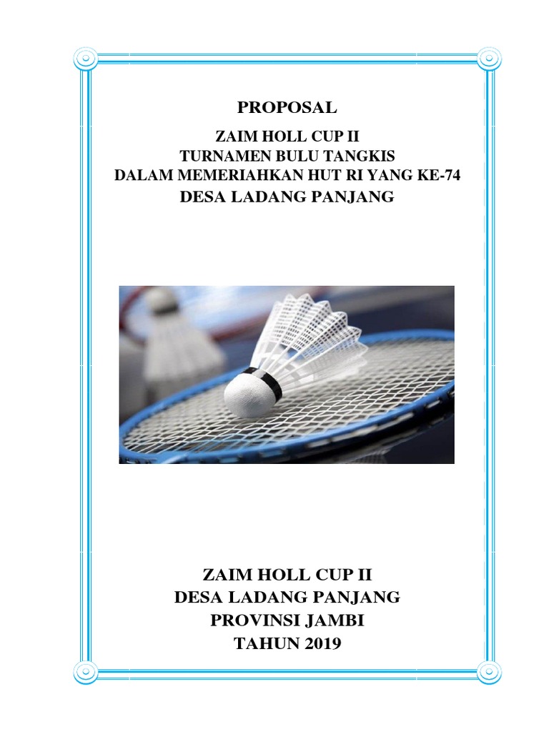 Proposal Turnamen Bulu Tangkis Desa Ladang Panjang 2019 | PDF