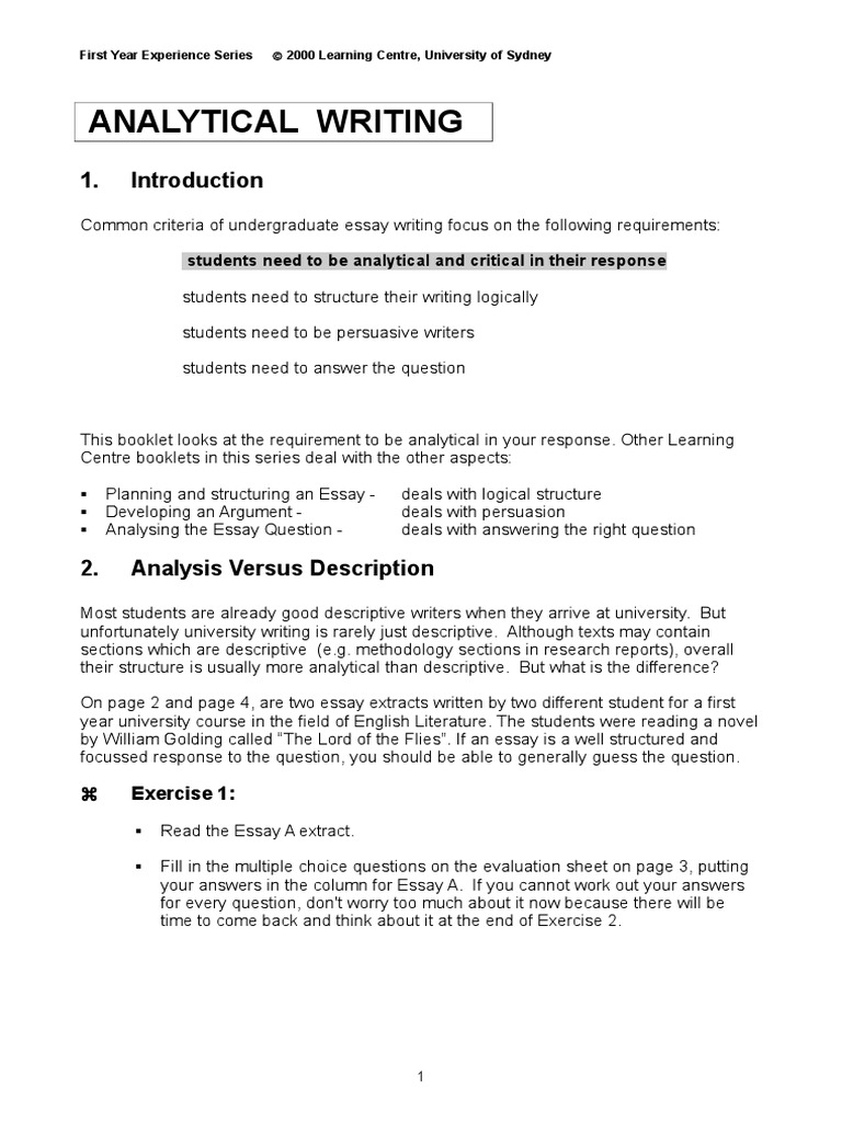 Analysing The Difference Between Descriptive And Analytical Writing
