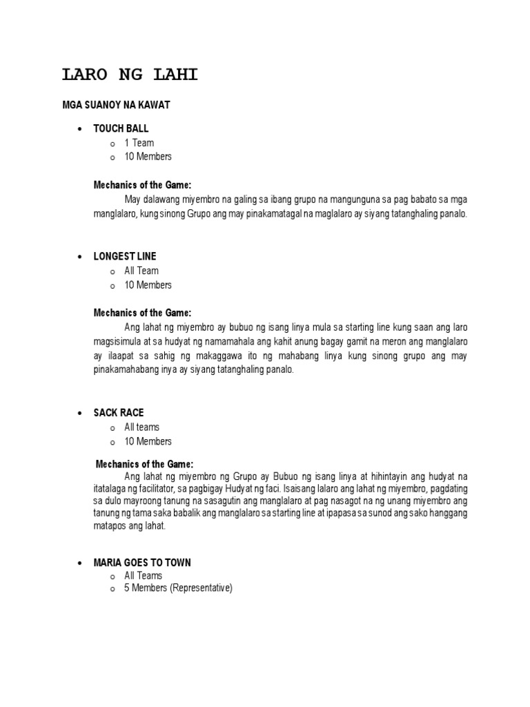 Laro NG Lahi 2k19 | PDF