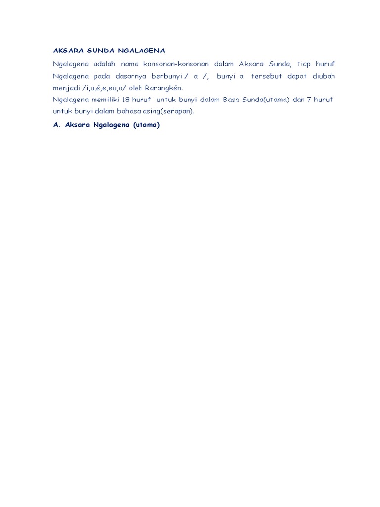 Aksara Sunda Ngalagena dan Serapan | PDF