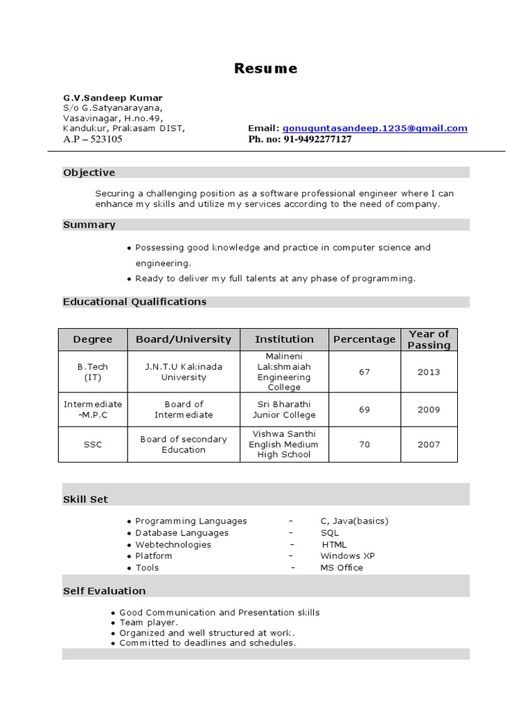 Java Resume Sample | PDF | Software | Computing