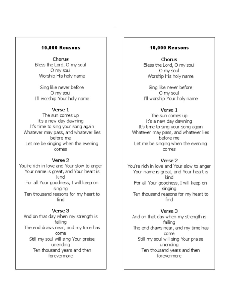 10000 Reasons Lyrics